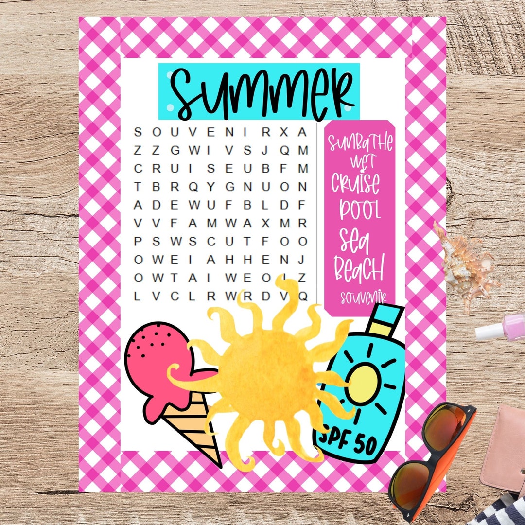 Summer Beach Word Search Printable: Vacation Activity (digital Download ...