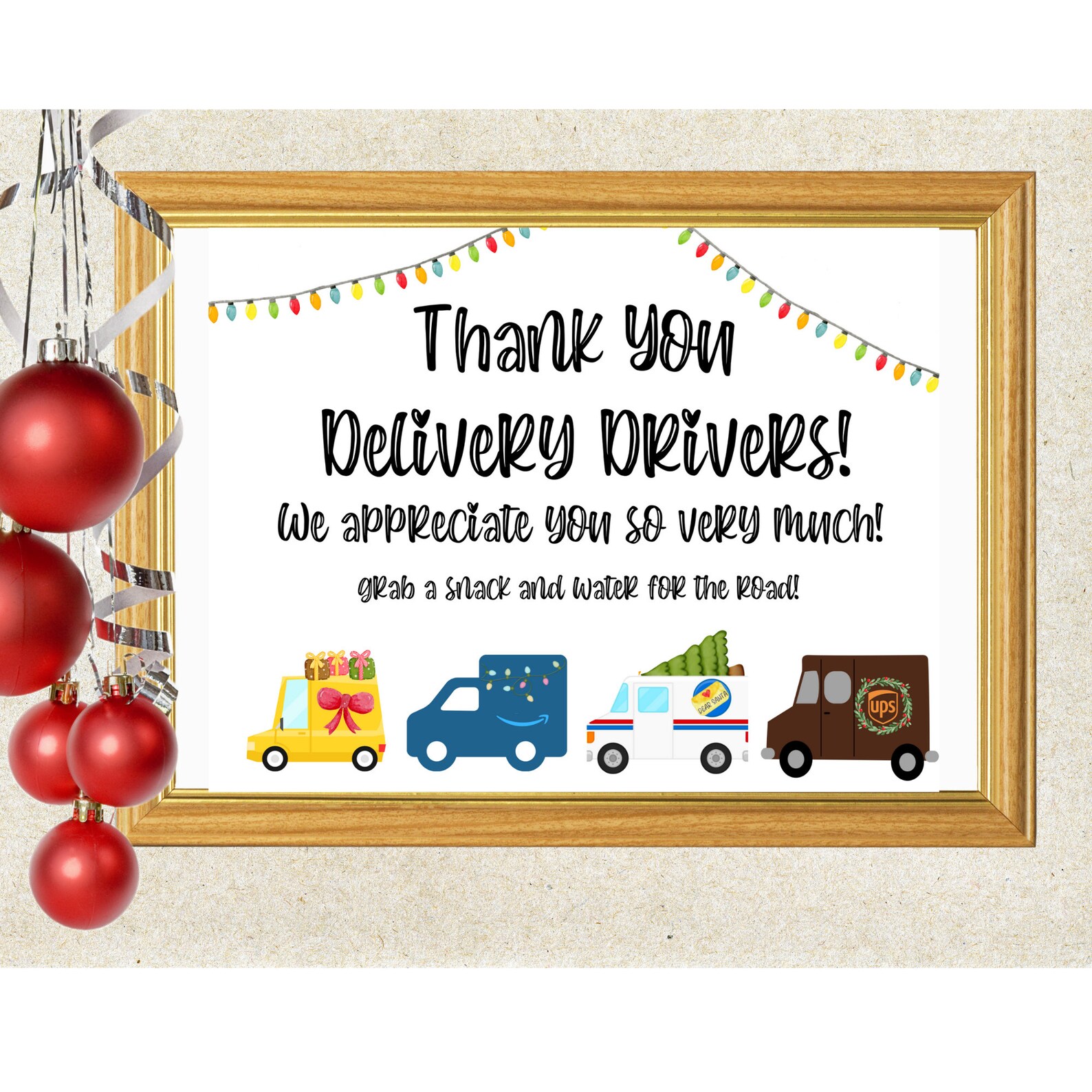 Printable Delivery Driver Sign /thank You Sign/ Delivery Driver ...