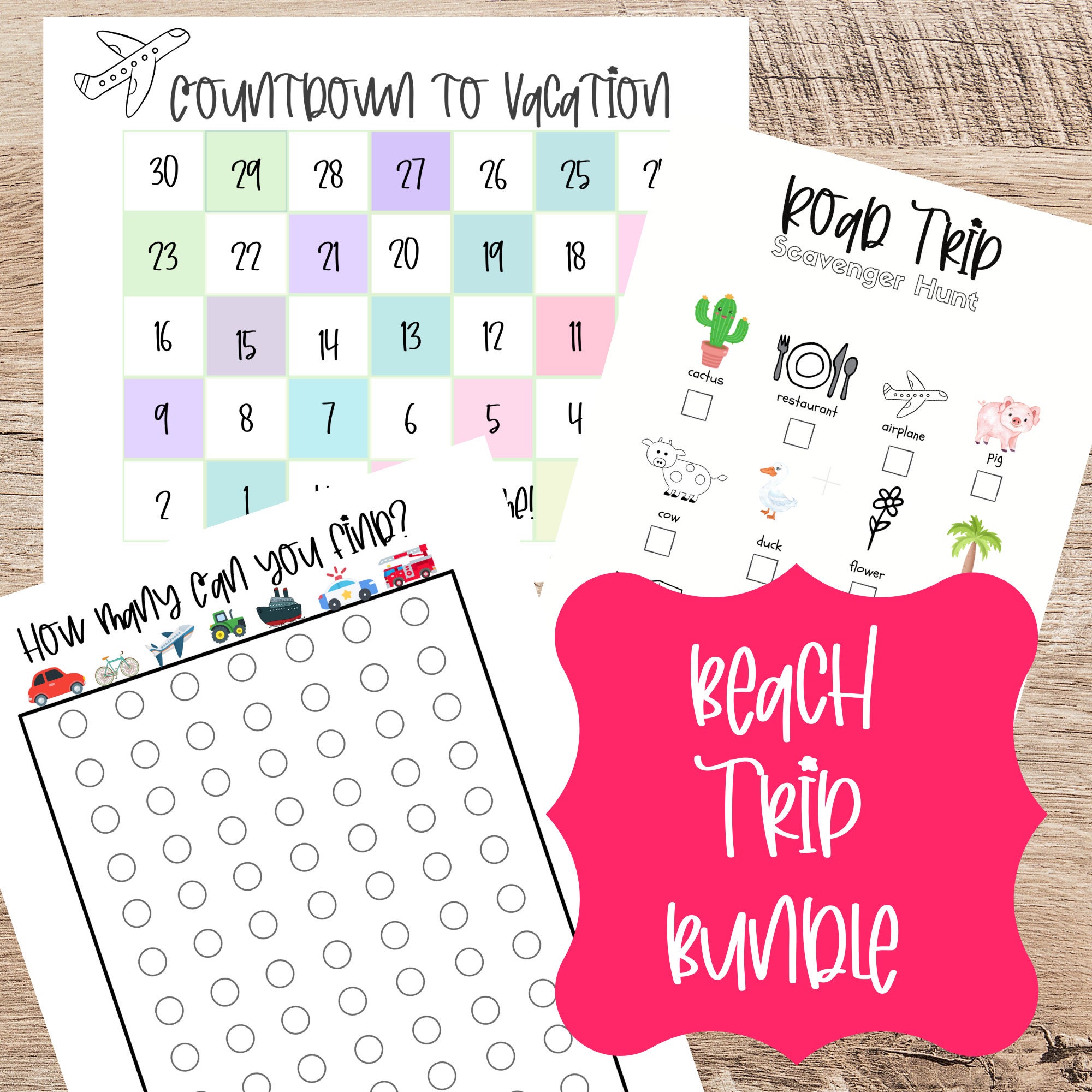 Road Trip Printable Games/summer Beach Trip Printable Game Bundle ...