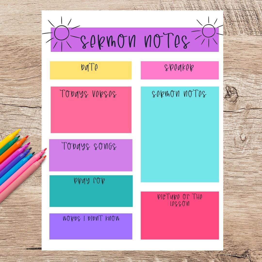Sermon Notes for Kids Printable, Printable Sermon Notes, Sermon ...