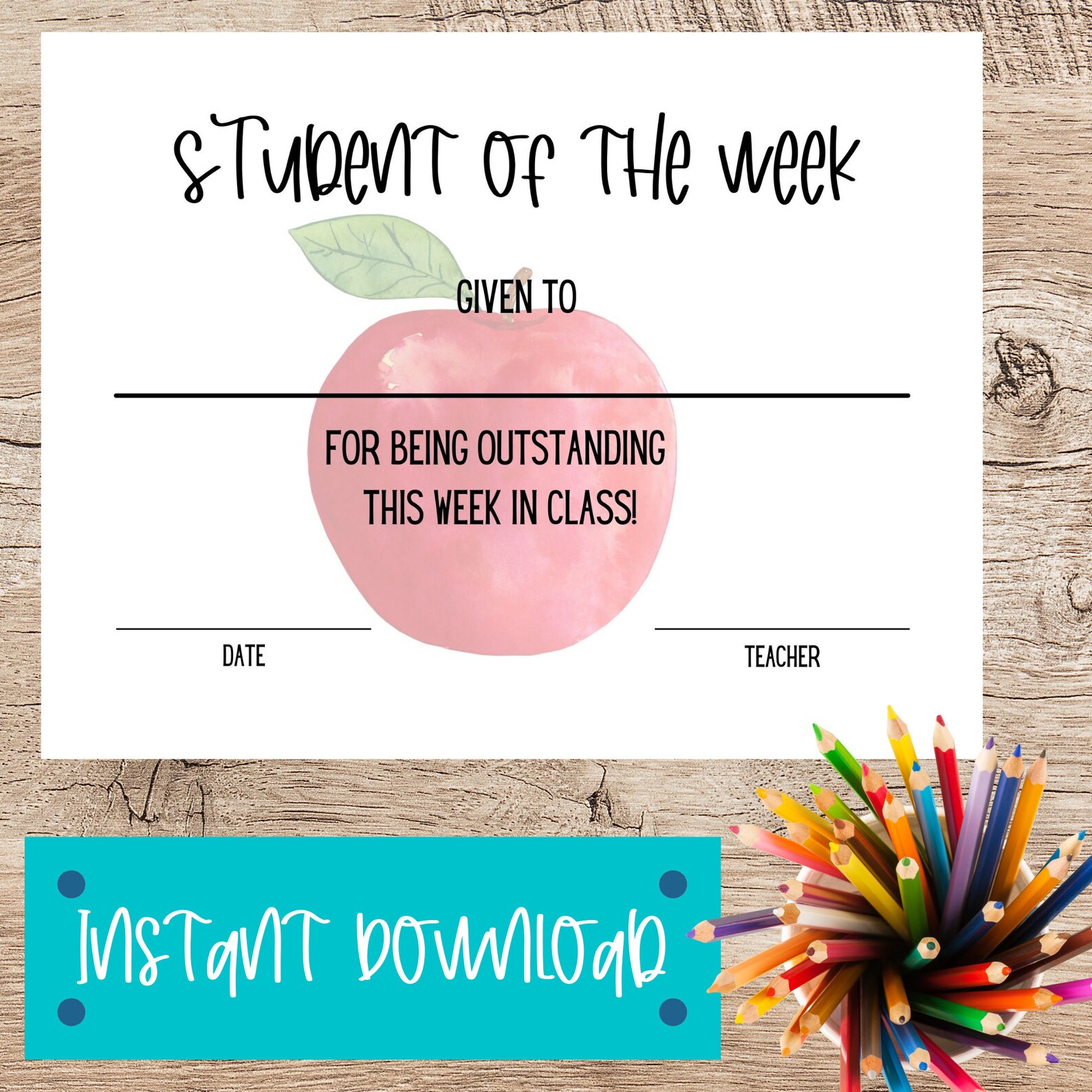 Student of the Week Printable Certificate/star Student Award ...