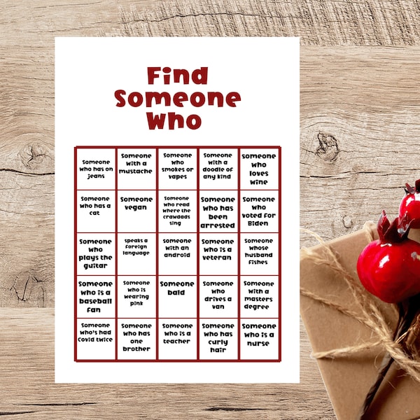 Find Someone Who Game - Etsy