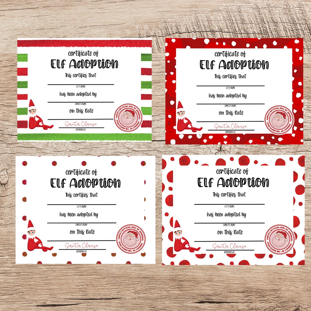 Elf Printable Certificate/ Polka Dot Elf Printable Bundle/ - Etsy
