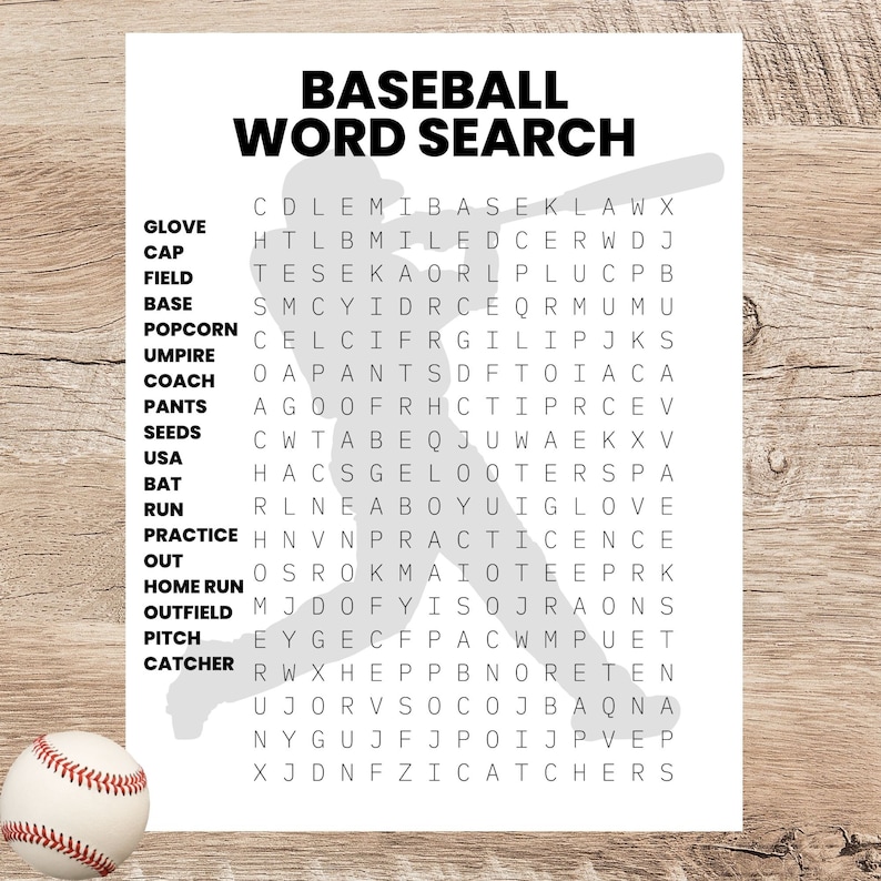 Baseball Word Search Printable/sports Printable Activity for Kids - Etsy