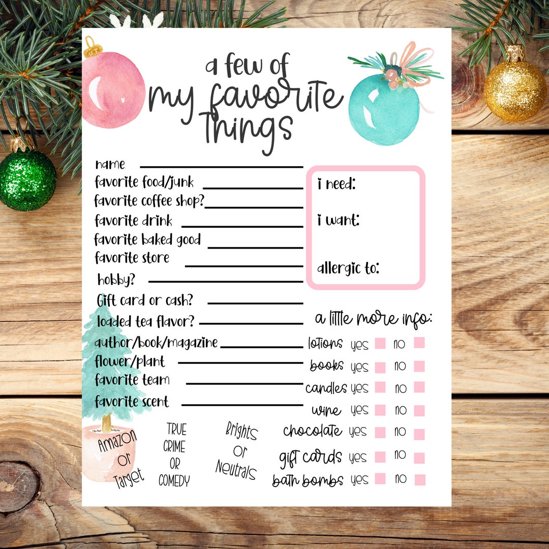 Friend Gift Exchange Questionnaire/office Party Gift Exchange/christmas ...