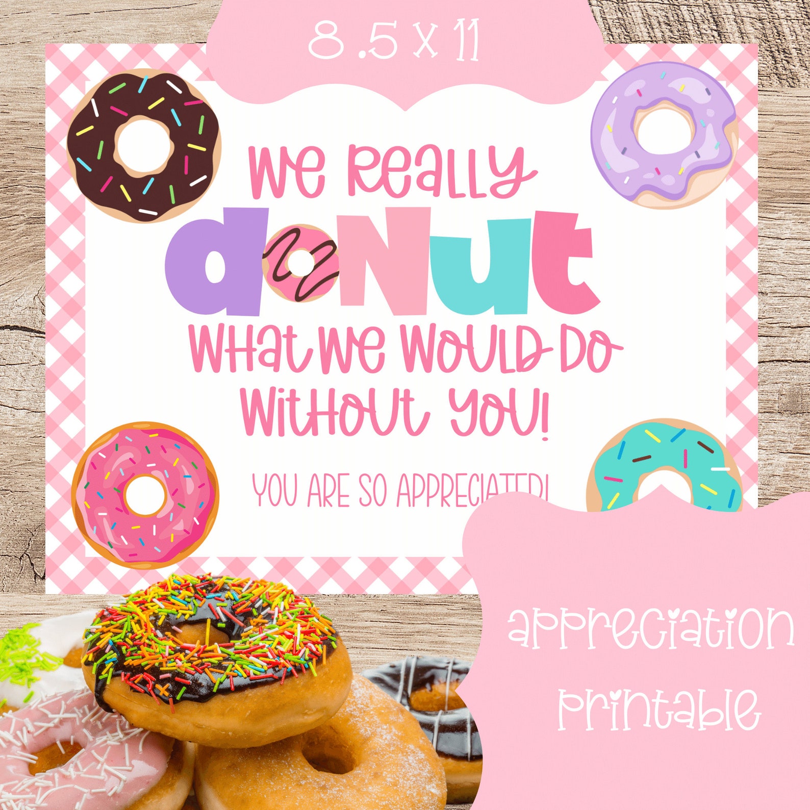 Donut Appreciation Sign: Staff Thank You Printable (8.5x11 PDF) - Etsy