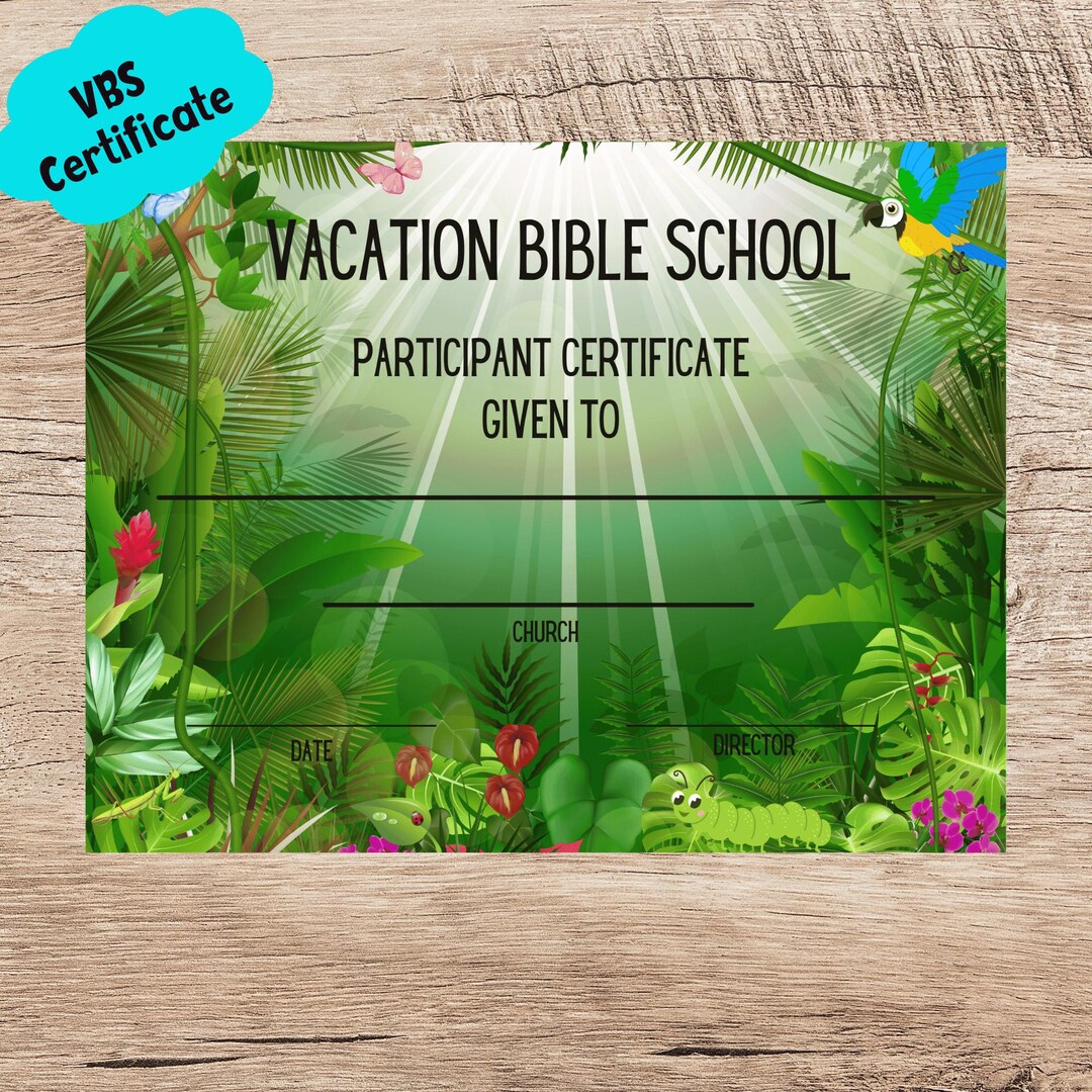 Vacation Bible School Certificate: Jungle Theme Award (PDF) - Etsy