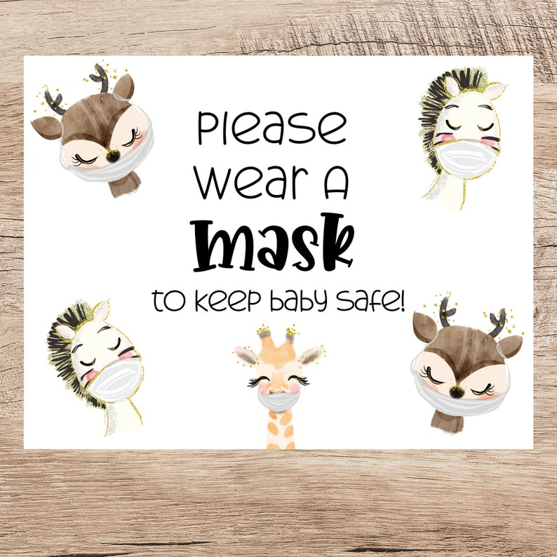Newborn Baby Wear A Mask Sign, Face Masks Required, Instant Download ...