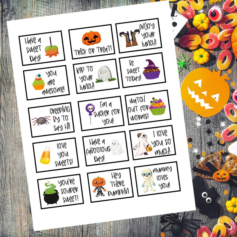 Halloween Printables Sweet Lunch Box Notes Halloween Themed - Etsy