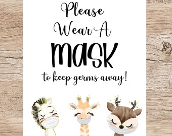 Wear A Mask Sign Printable INSTANT DOWNLOAD Floral Please - Etsy