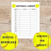 Editable Softball Lineup Card Printable/softball Roster Chart/ - Etsy ...