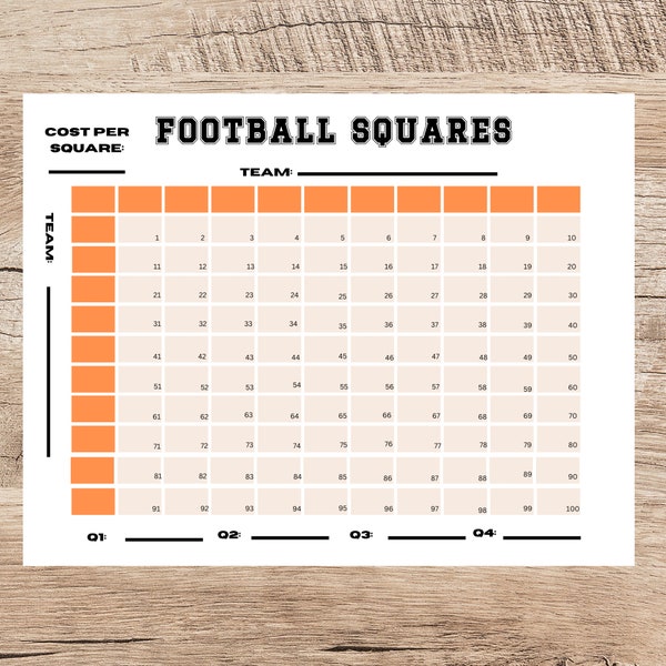Free Printable Football Squares - Etsy