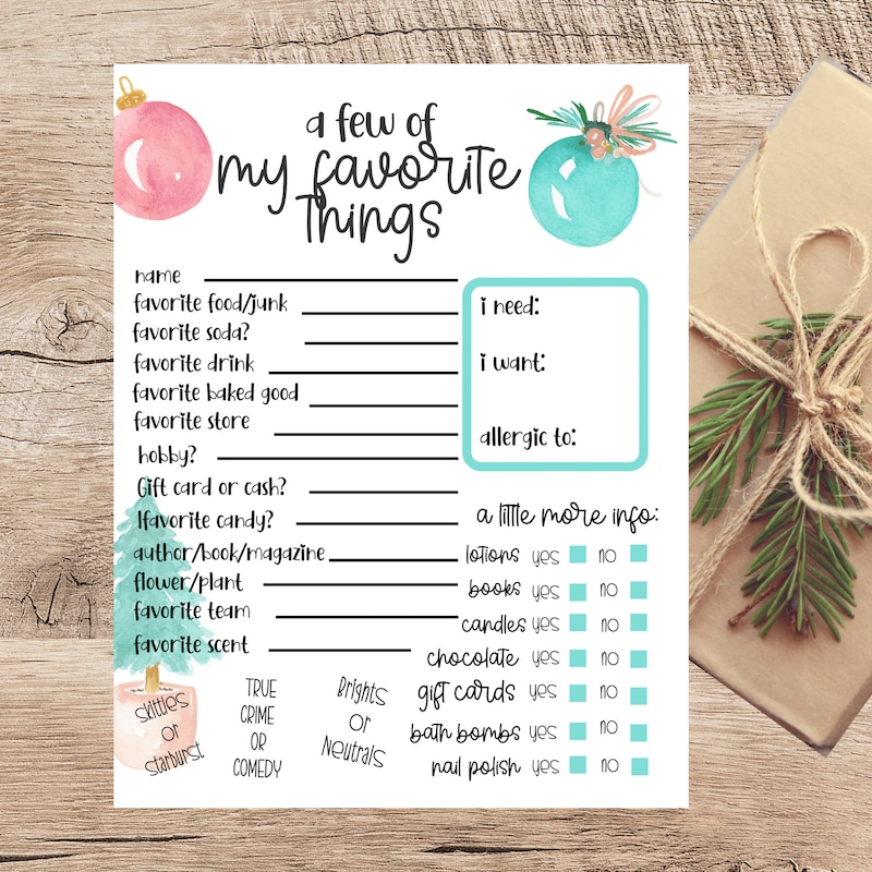 A Few of My Favorite Things Printable - Etsy