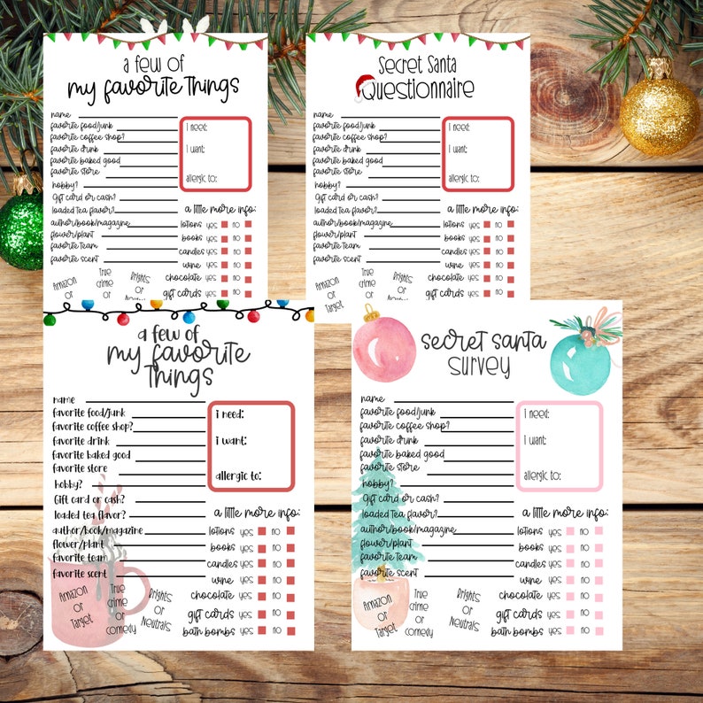 Friend Gift Exchange Questionnaire/office Party Gift Exchange/christmas ...
