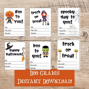 Halloween Grams for Kids, Printable Halloween Candy Grams for PTO ...