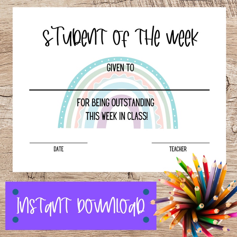Student of the Week Award Certificate: Printable Star Student Bundle ...