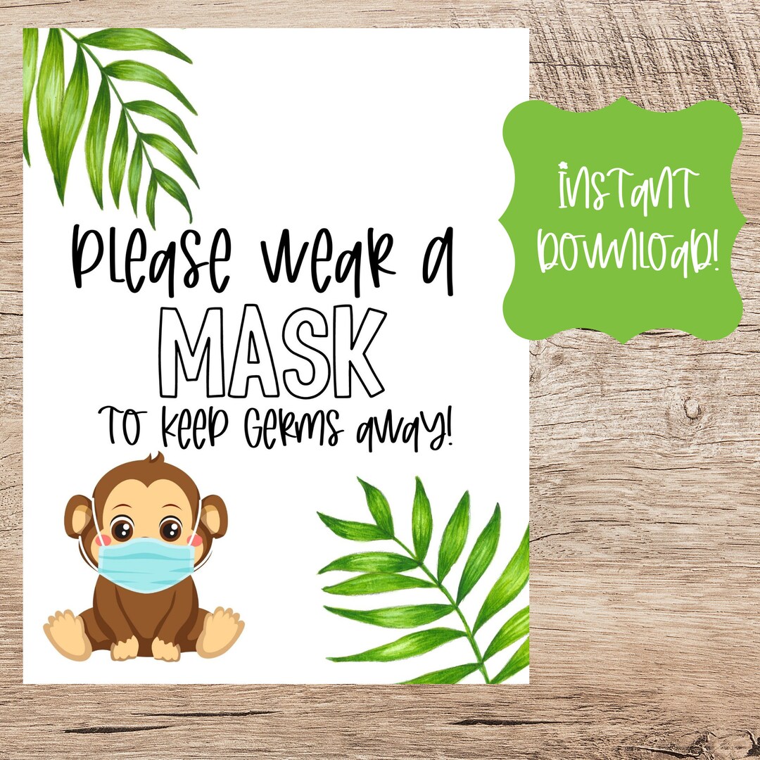 Please Wear a Mask Sign, Jungle Animal Theme (digital Download) - Etsy