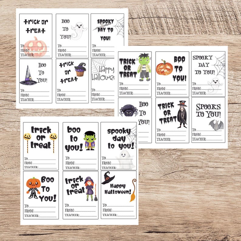 Halloween Grams for Kids, Printable Halloween Candy Grams for PTO ...