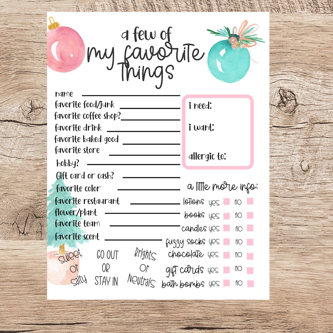 Office Gift Exchange/secret Santa Questionnaire for Coworkers ...