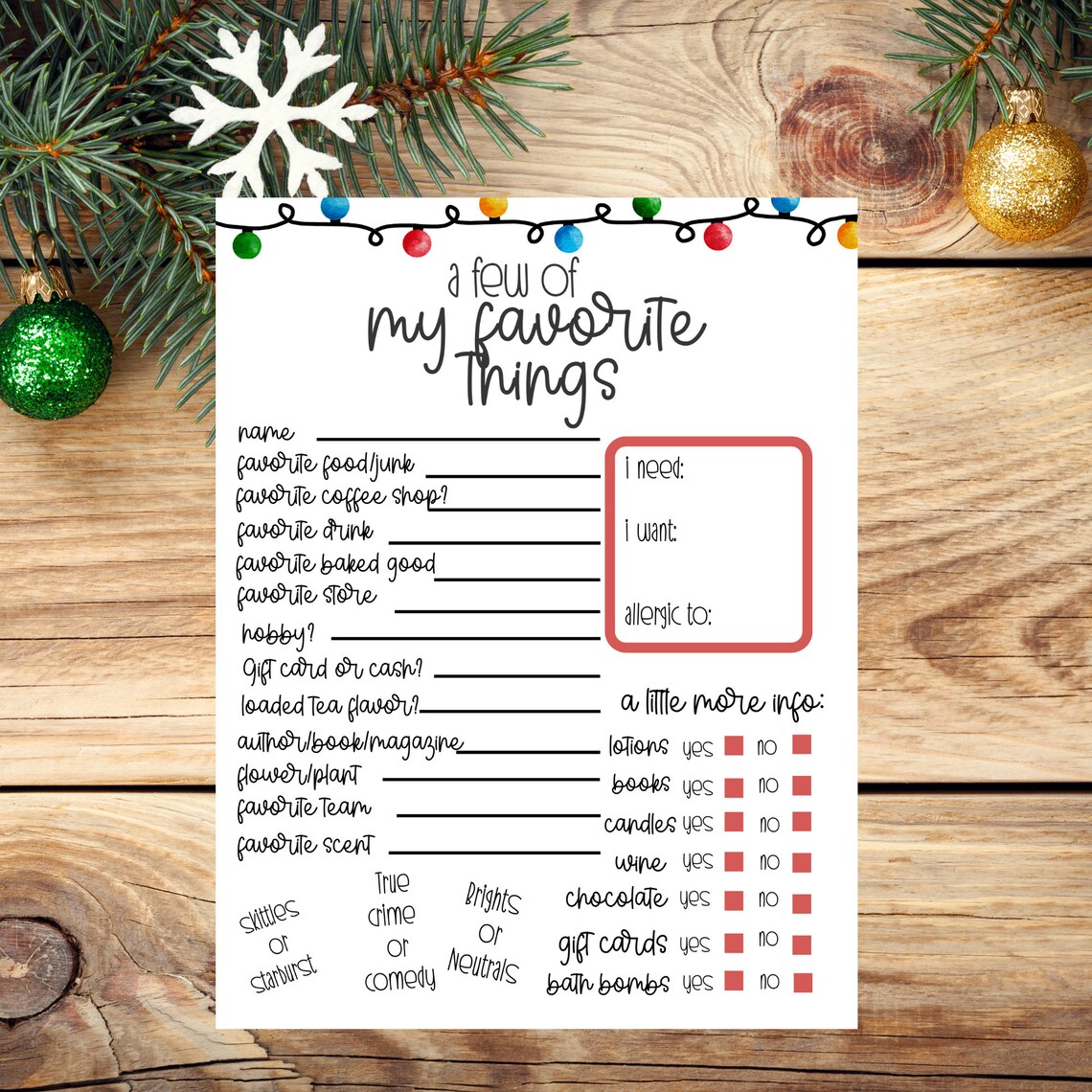 Teacher Favorites Survey: Christmas Gift Questionnaire (digital ...