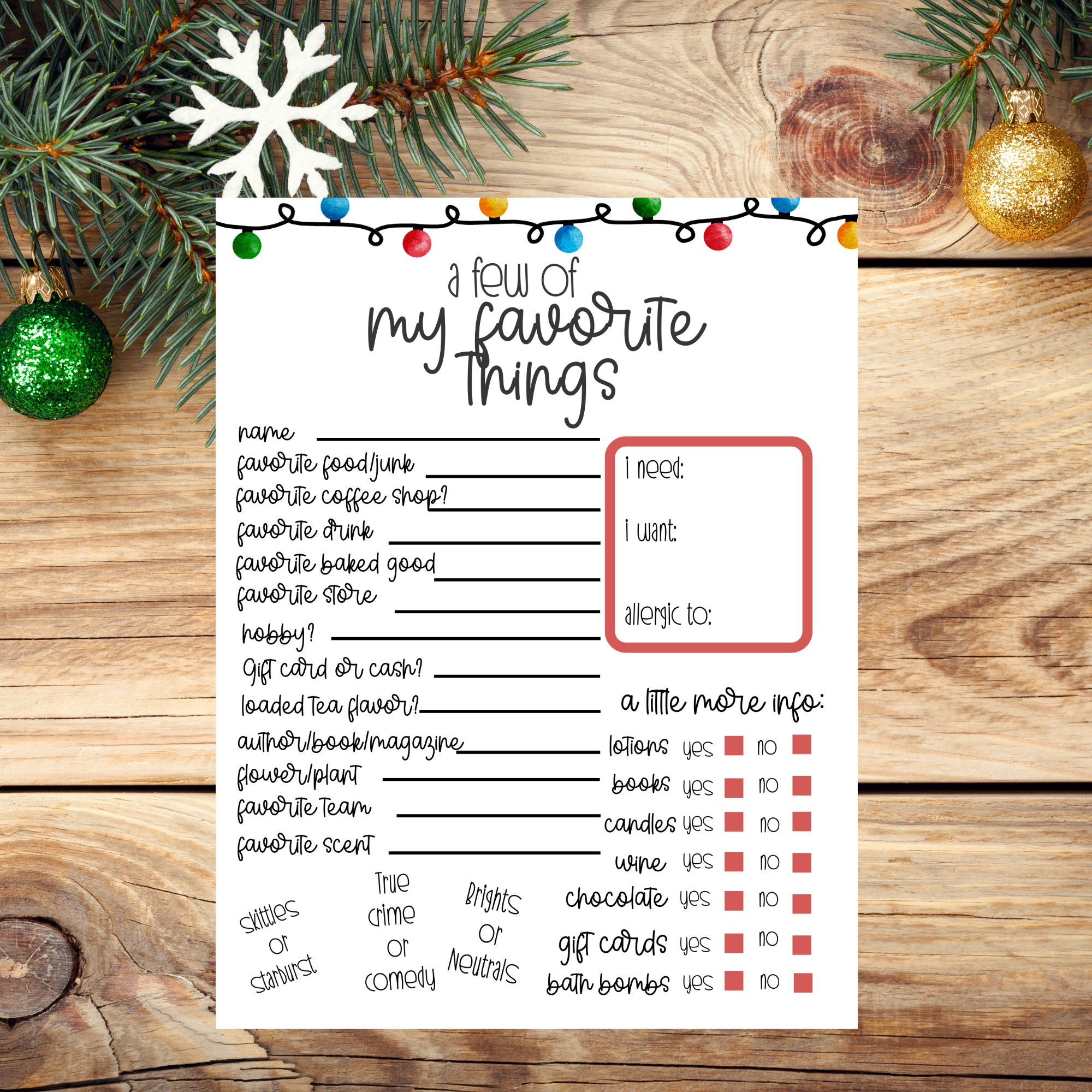 Printable Secret Santa Questionnaire for Gift Exchange/christmas Secret ...