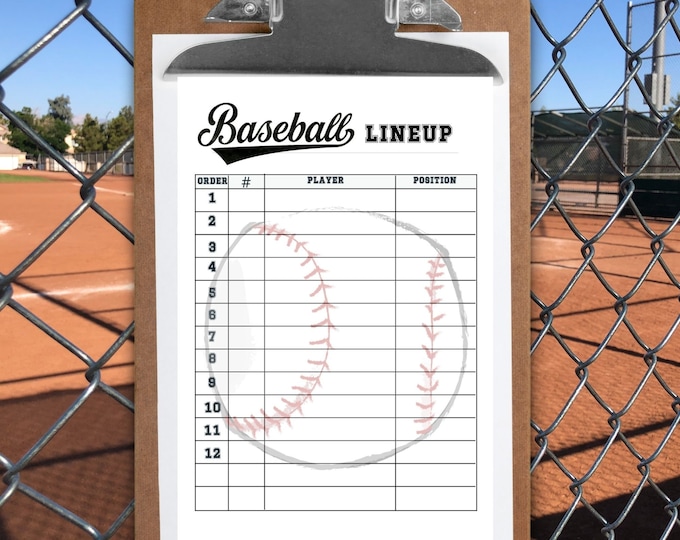 Editable Baseball Lineup Printable, Team Organizer, Tee Ball Roster ...