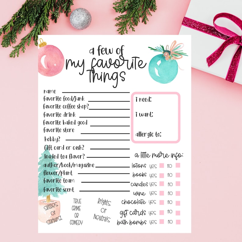 Printable Secret Santa Questionnaire for Gift - Etsy Australia Printable Secret Santa Questionnaire for Gift - Etsy Australia