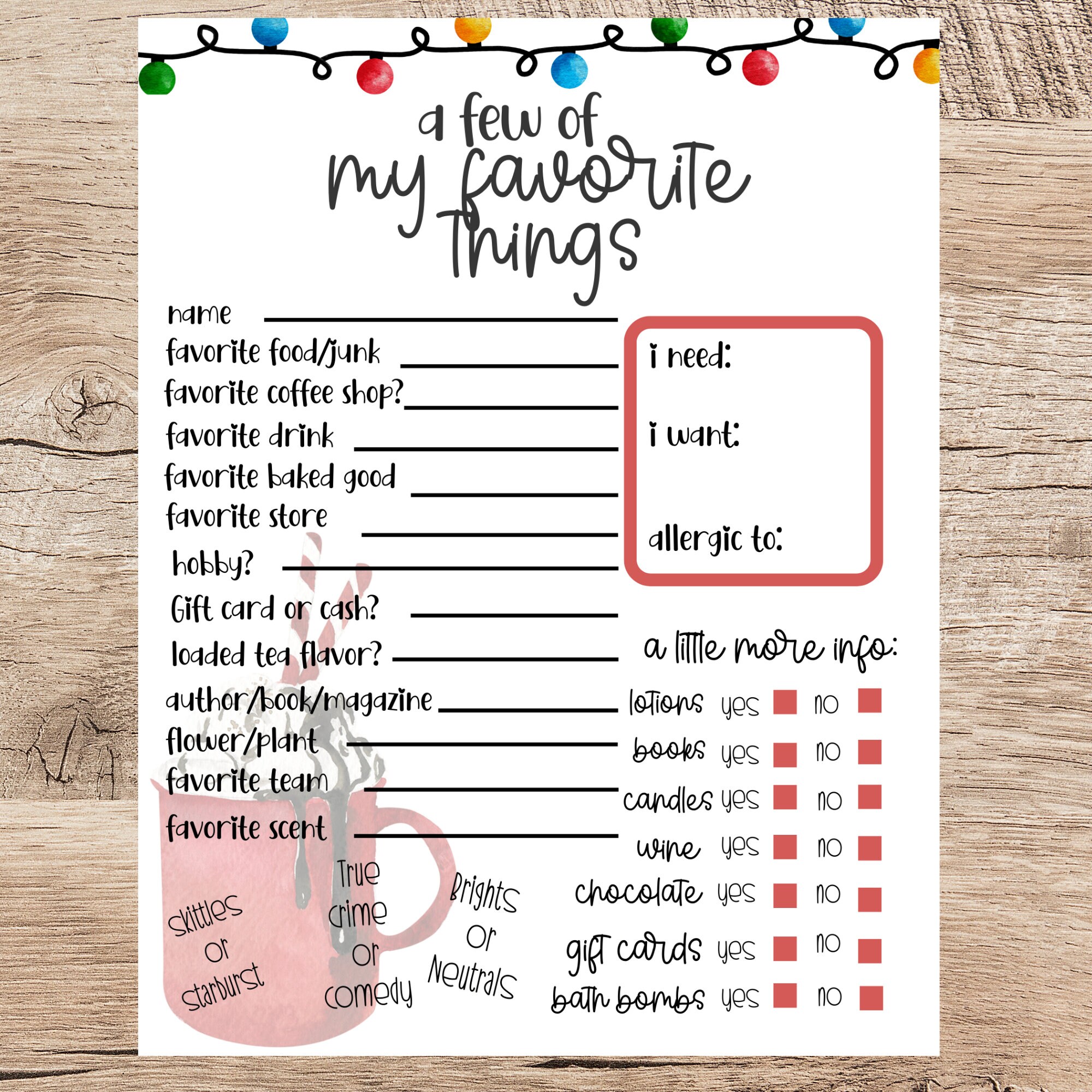 Printable Secret Santa Questionnaire For Gift Exchange christmas Secret