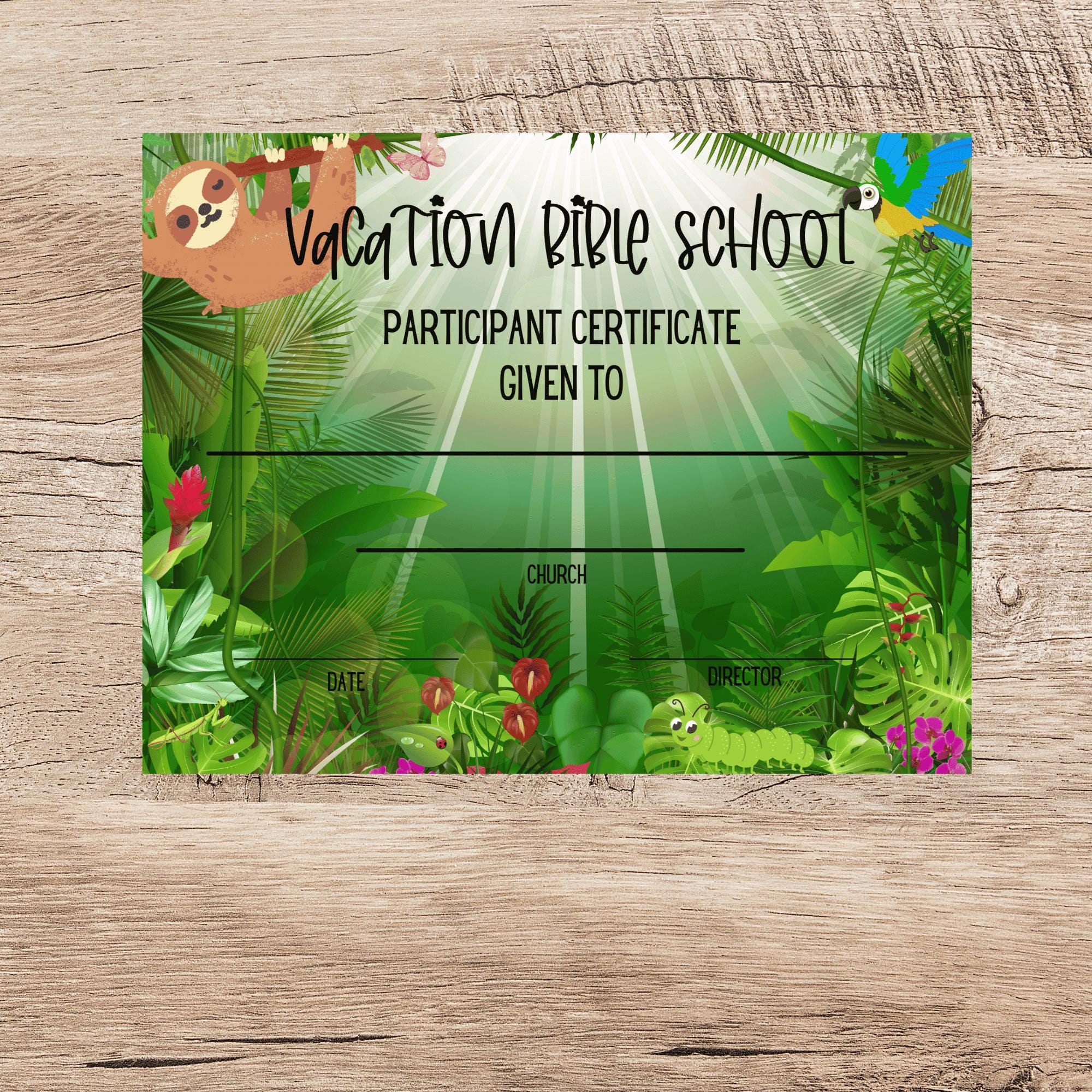 Vacation Bible School Certificate: Jungle Theme Award (PDF) - Etsy
