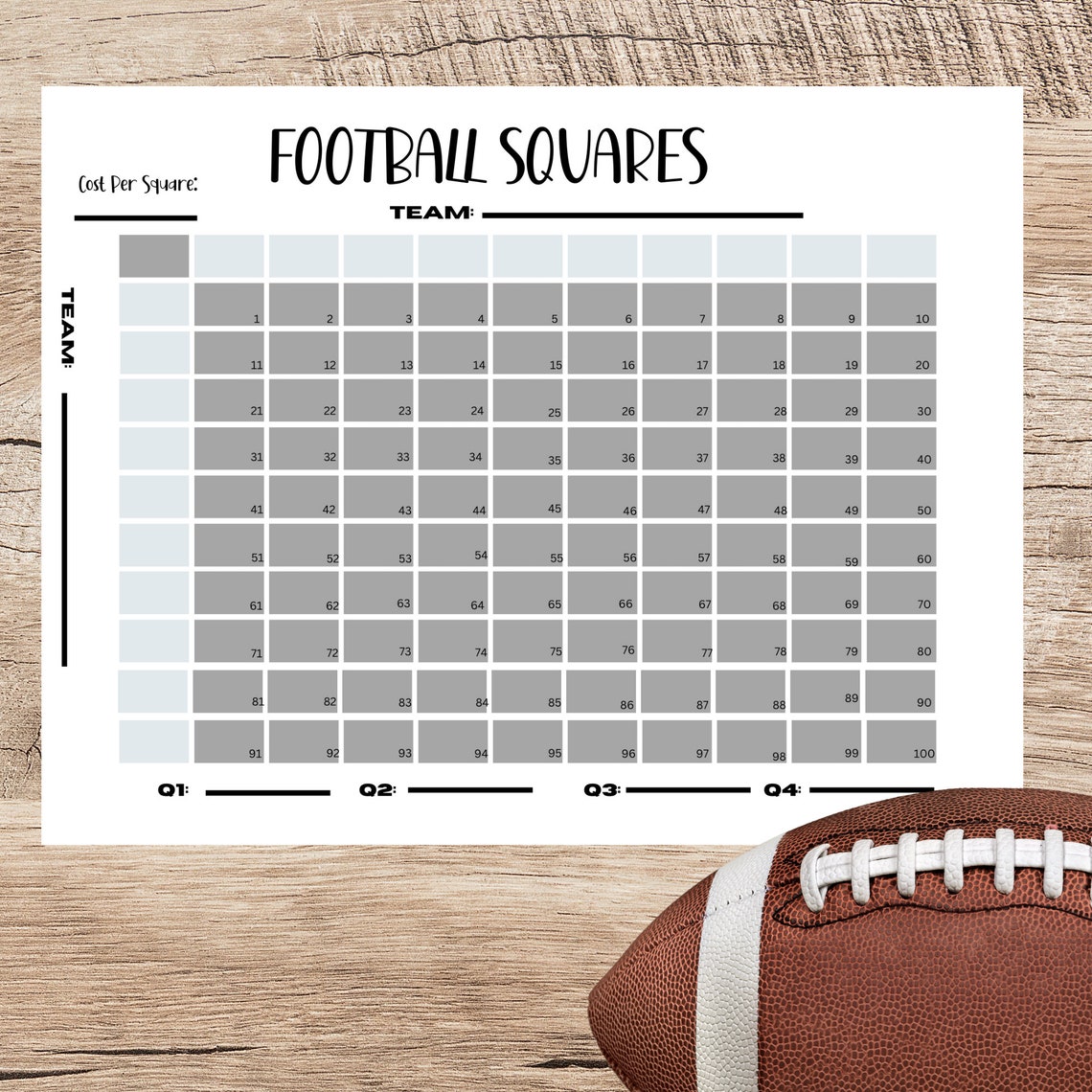 Printable Football Squares/football Betting Fundraiser/football Party ...