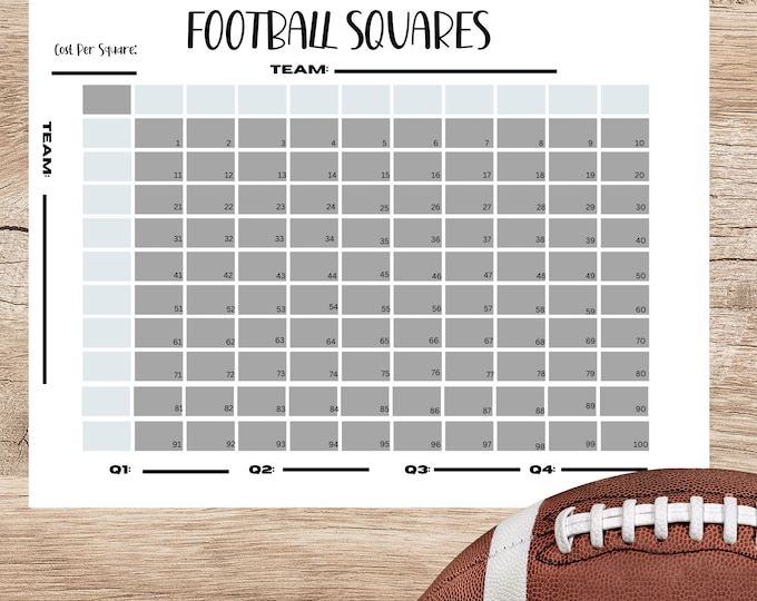 Football Squares | Football Squares | Football Party Game | Football ...