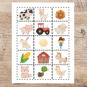 Farm Preschool Memory Game Printable - Etsy