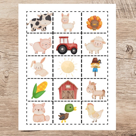 Farm Preschool Memory Game Printable - Etsy