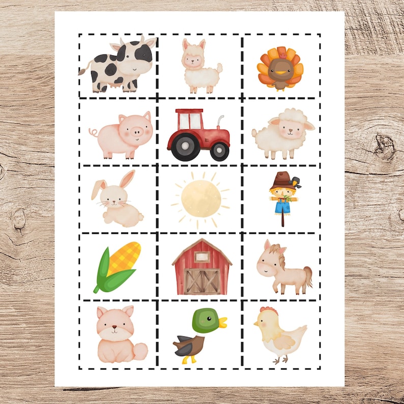 Farm Preschool Memory Game Printable - Etsy