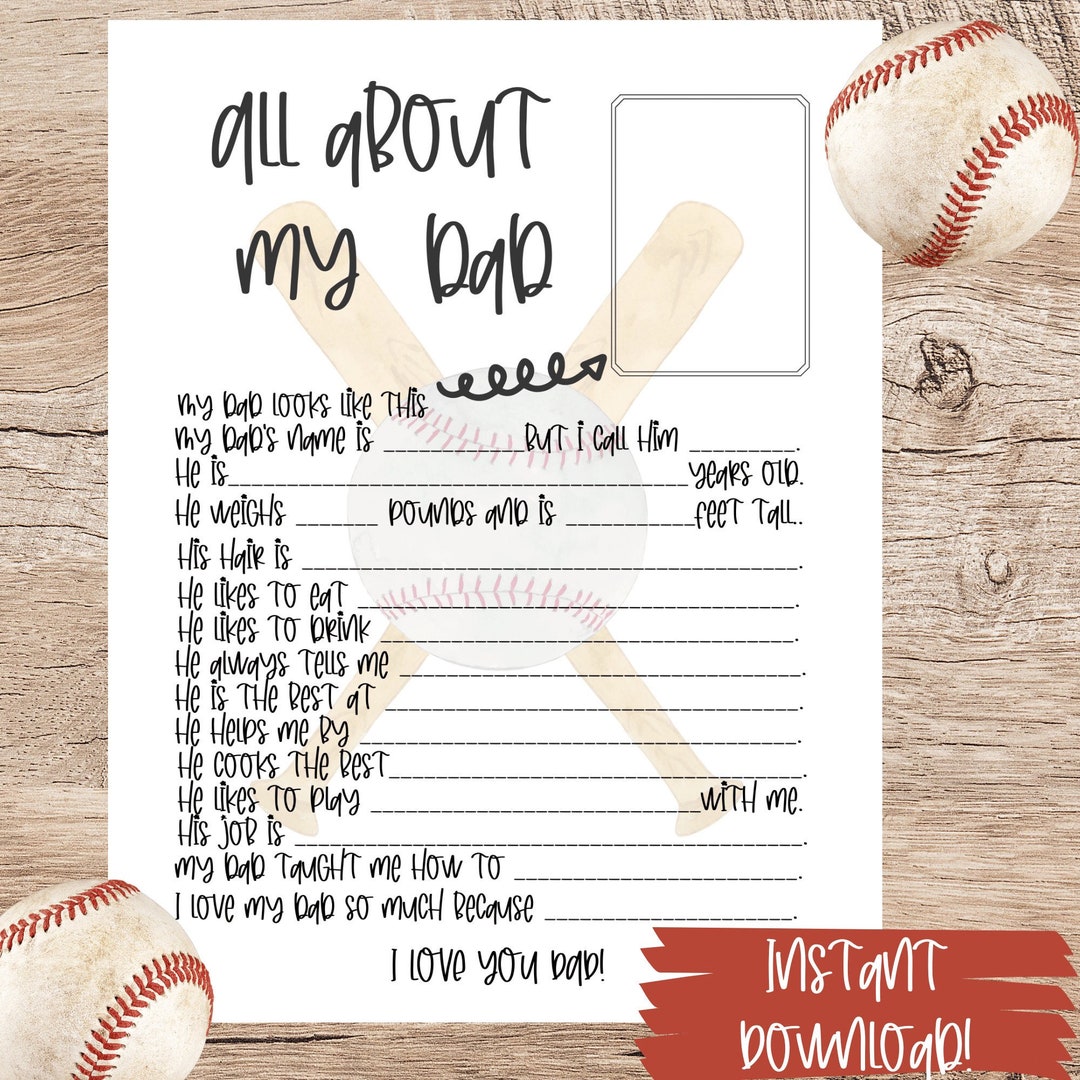 All About Dad Fill in Quiz/father's Day Gift From Child/gift for Dad ...