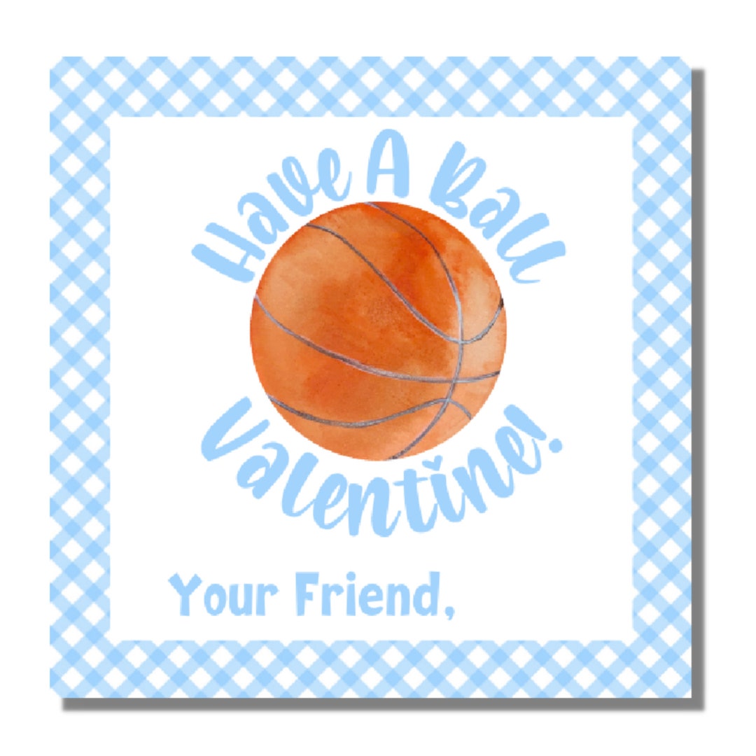 Basketball Valentine Tags/ Classroom Valentine Cards/ Printable Instant ...