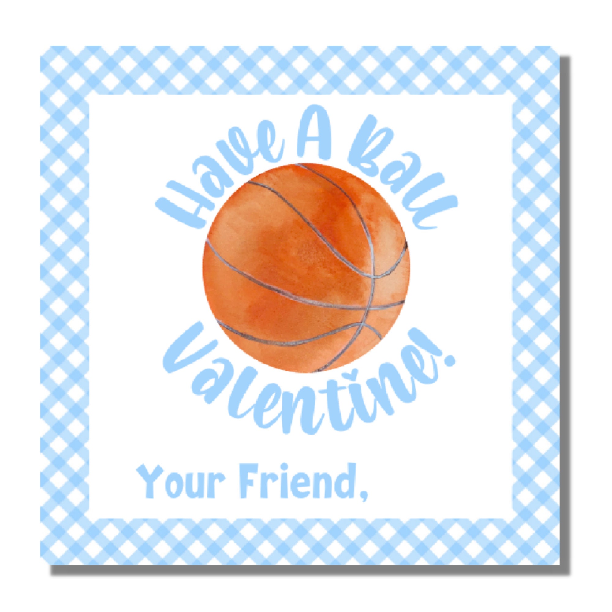 Basketball Valentine Tags/ Classroom Valentine Cards/ Printable Instant ...