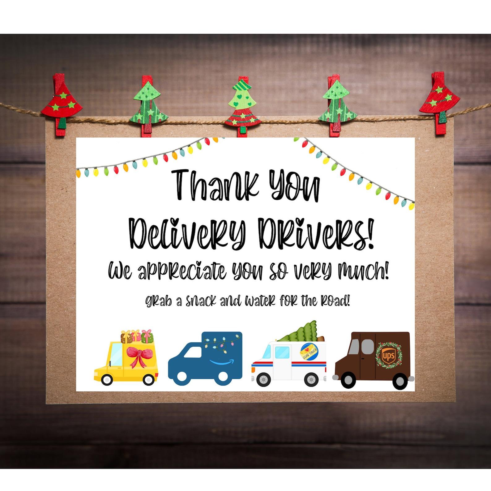 Holiday Delivery Driver Thank You Sign: Snack Basket Printable (digital ...