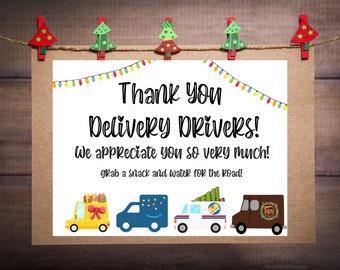 Christmas Delivery Driver Thank You Sign: Snack Printable (PDF) - Etsy