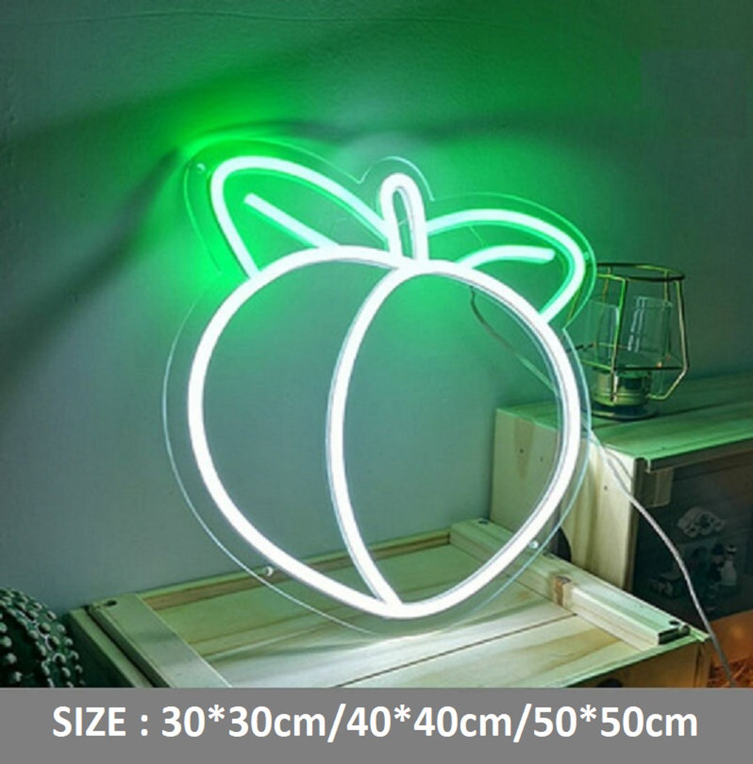 Peach Neon Sign With Acrylic Board 5V USB Powered Fruit Wall Neon Decor ...