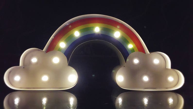 14“ Wide Metal Light up Rainbow Night Light Kids Room Baby Room Wall ...