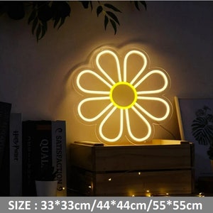 Daisy Flower Neon Sign With Acrylic Board USB Powered Sun Flower Sign ...