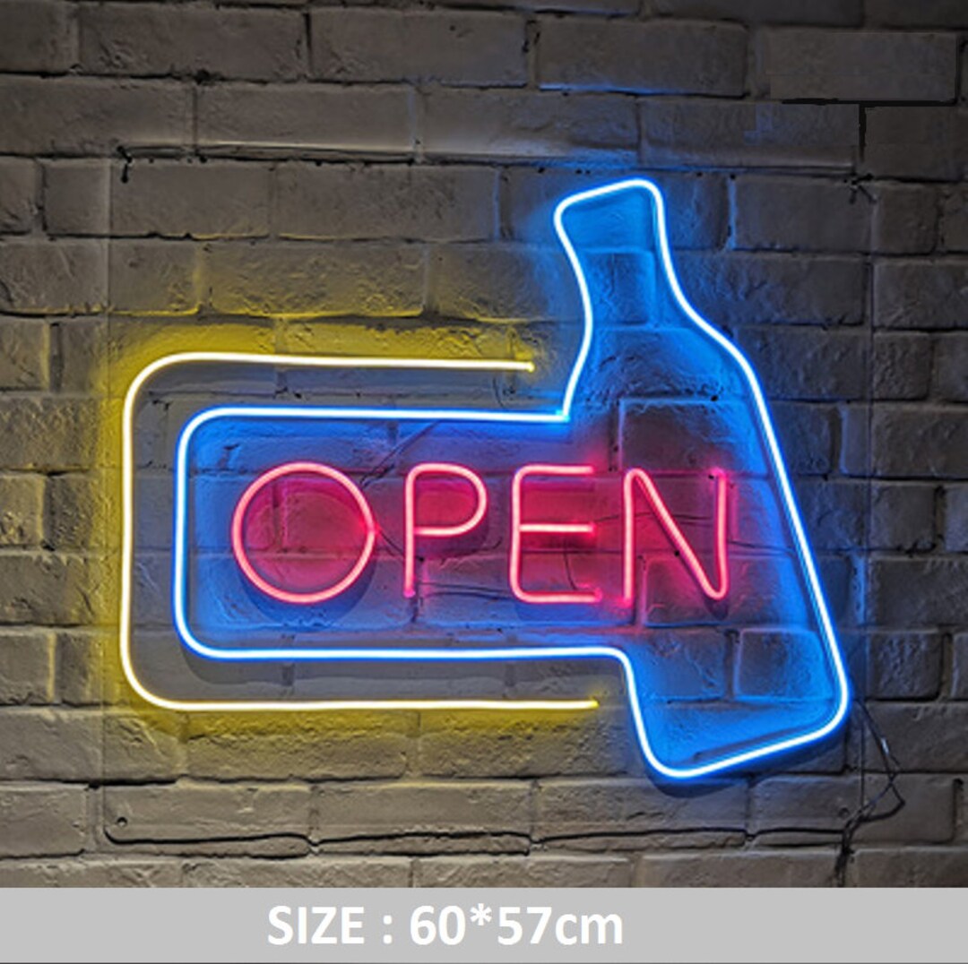 Open Neon Sign Alcohol Liquor Beer Wine Neon Sign LED Neon Light Neon ...