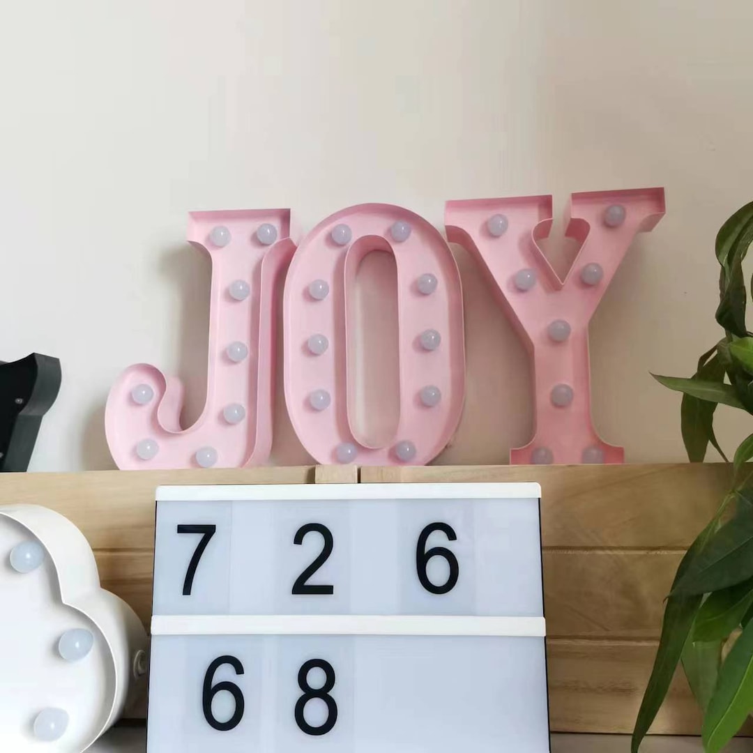 9"metal Pink/white/black/red Light up Letters JOY Battery Operated Home ...
