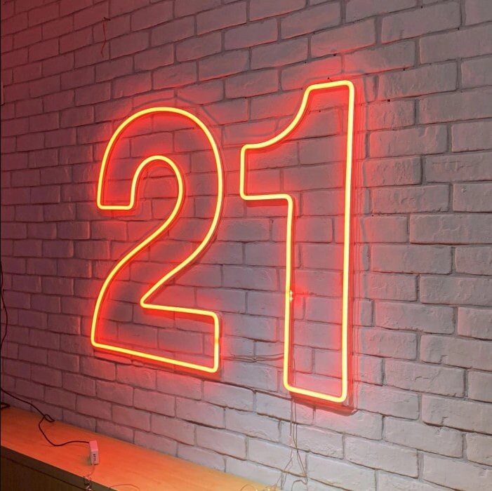 19" Tall Light up Numbers Neon Sign With Acrylic Board Wall Neon Decor ...