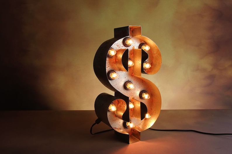 24-39 Light up Metal Marquee Sign Money Cash Symbol Store Event Wall ...