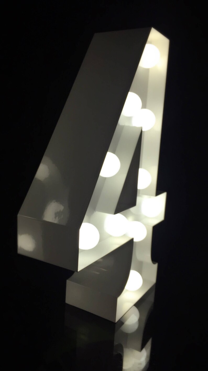 12metal White No.4 Marquee Letter Marquee Light Light up - Etsy