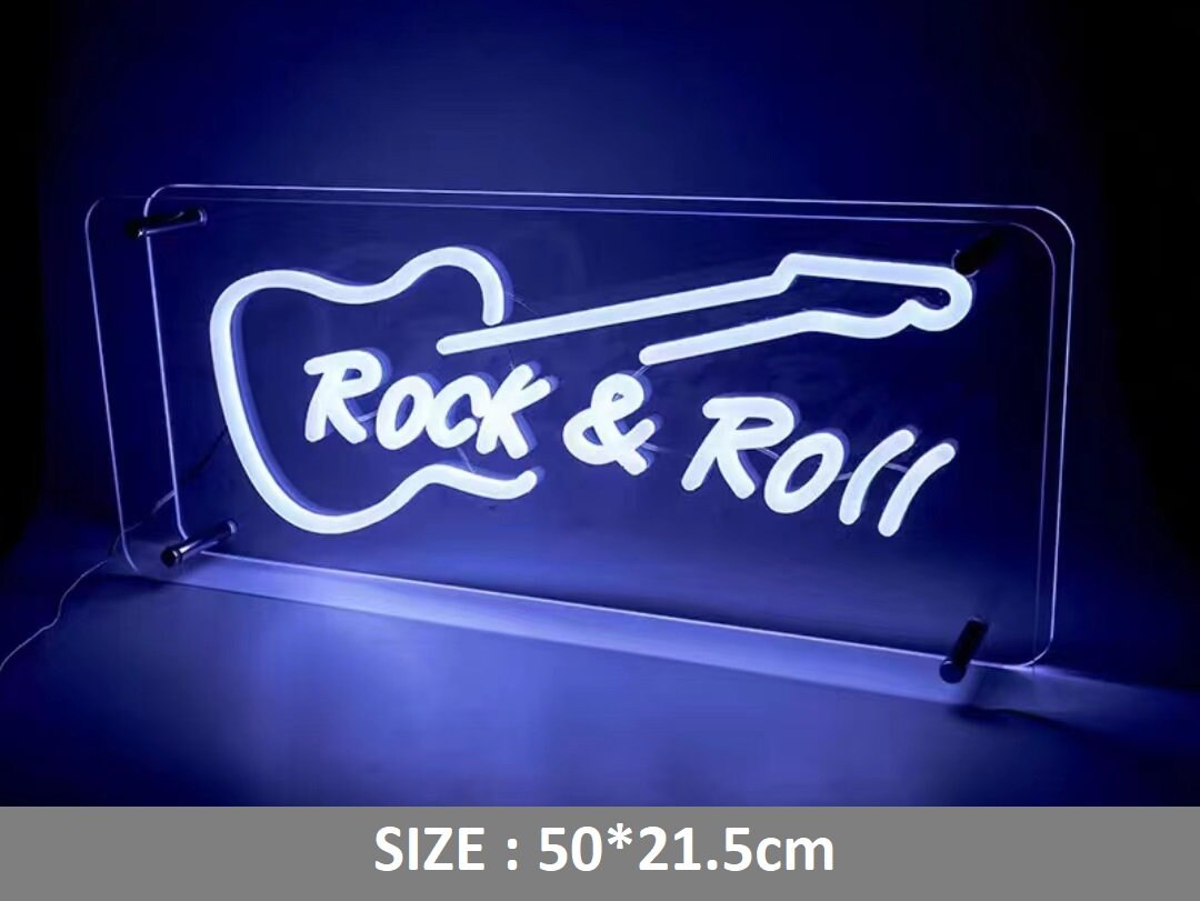 Rock & Roll Acrylic Neon Sign Neon Letters Neon Box Shop Store Neon ...