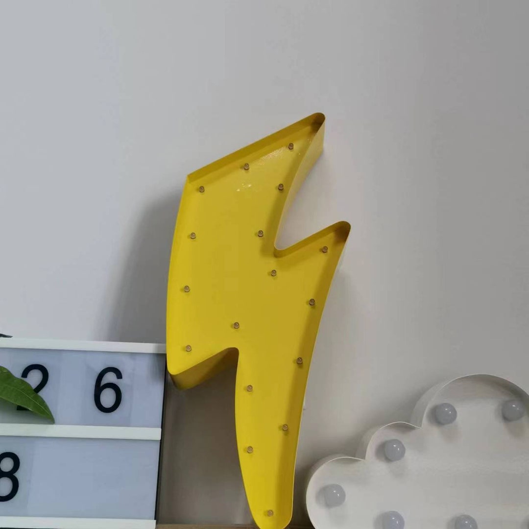 12“ LED Light Yellow Thunder Flash Lighting Sign Battery Operated ...