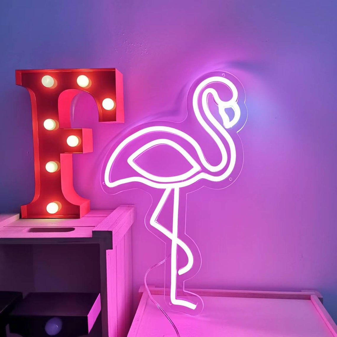 Pink Flamingo Neon Sign With Acrylic Plate Neon Decor Neon | Etsy